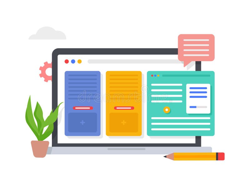 Laptop Open Pages. Landing Page Template for Web Stock Illustration ...