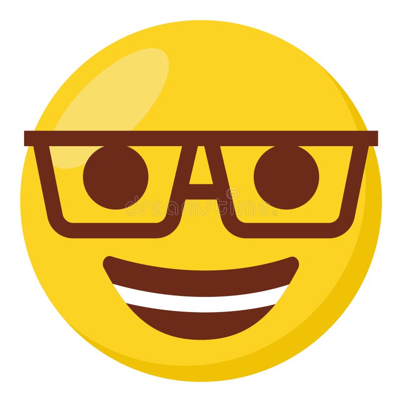 Nerd Face Expression Character Emoji Flat Icon. Stock Vector ...