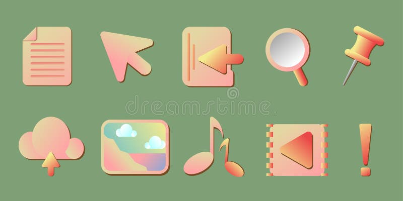 Minimalist 3d Pink Icon Set for Apps Stock Vector - Illustration of ...