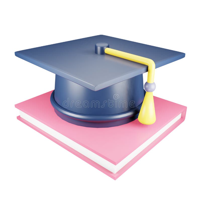Scholarship Cap and Book 3d Rendering Isometric Icon. Stock Vector ...