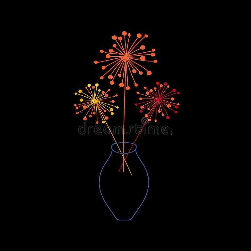 Flowers in a Twisted Vase. Vector Illustration. Stock Vector ...