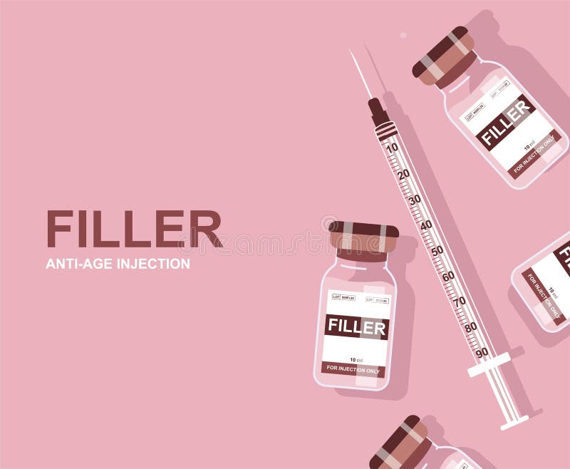 Lip Filler Beauty Concept Illustration. Lip Augmentation Syringe with ...
