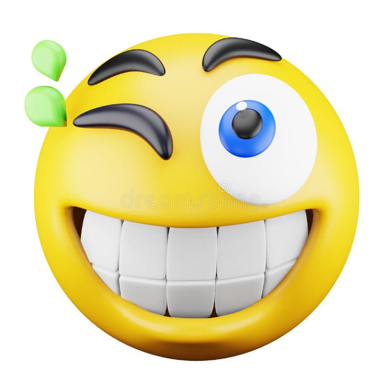 Wink Emoji Face 3d Rendering Isometric Icon. Stock Vector ...