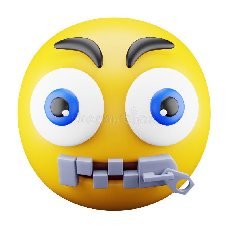 Zip Emoji Face 3d Rendering Isometric Icon. Stock Vector - Illustration ...