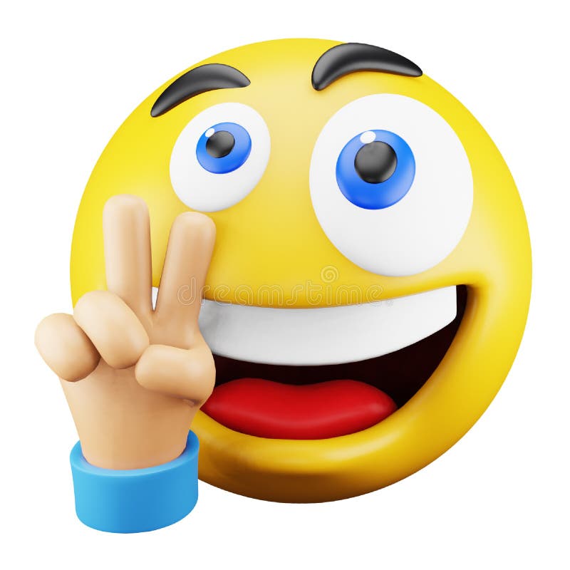 Peace Hand Emoji Face 3d Rendering Isometric Icon. Stock Vector ...