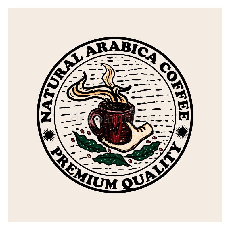 Illustration Hand Drawn Coffee Design Logo Vector. Stock Vector ...