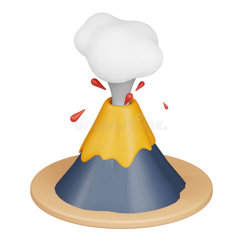 Volcano 3d Rendering Isometric Icon. Stock Vector - Illustration of ...