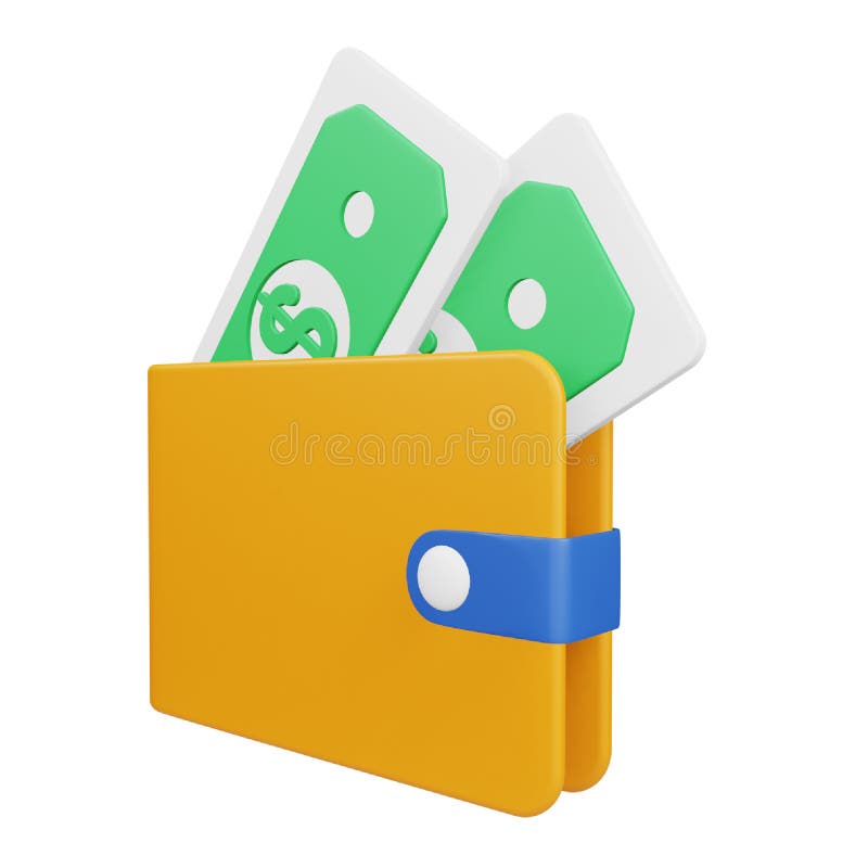 Wallet Cash 3d Rendering Isometric Icon. Stock Vector - Illustration of ...