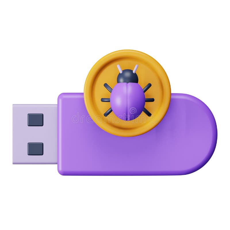 Flash Drive Virus 3d Rendering Isometric Icon. Stock Vector ...