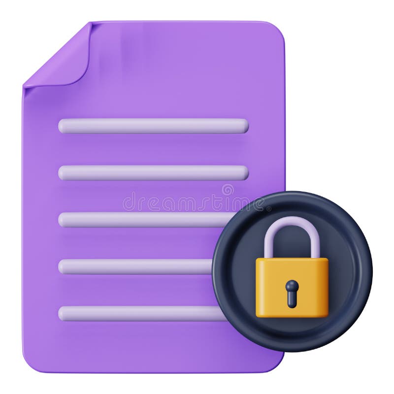 Locked Document 3d Rendering Isometric Icon. Stock Vector ...