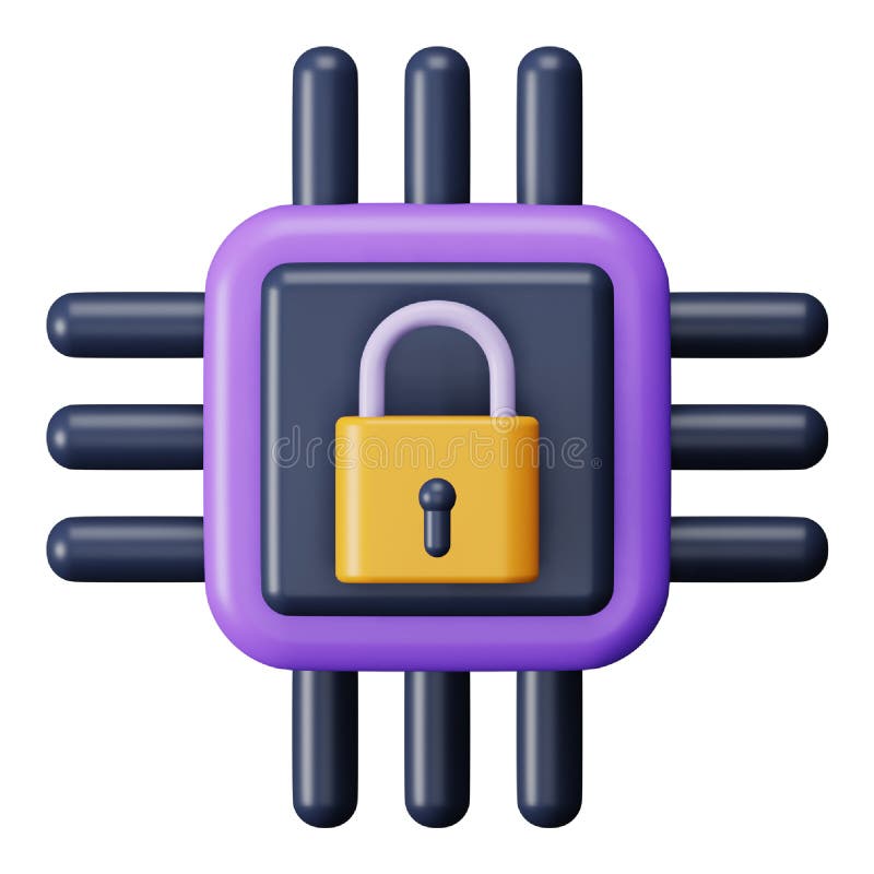 Processor Locked 3d Rendering Isometric Icon. Stock Vector ...