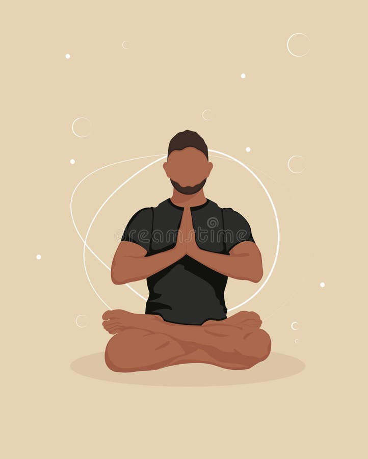 Faceless Man Sitting in Lotus Position. Yoga Poster. Man Doing Yoga ...