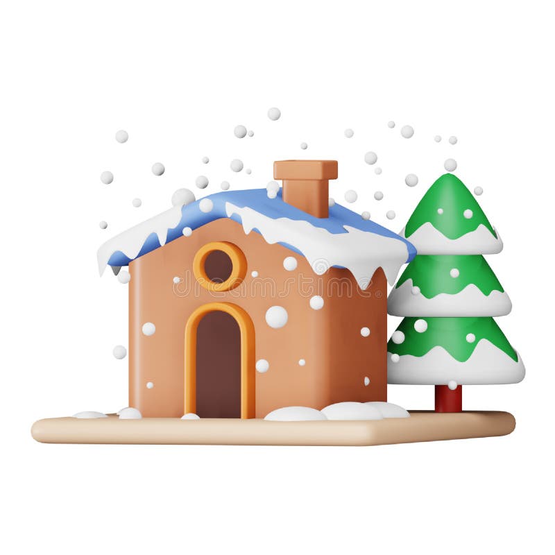Christmas Snow Home 3d Rendering Isometric Icon. Stock Vector ...