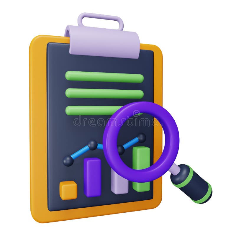 Data Analysis Report Research 3d Rendering Isometric Icon. Stock Vector ...