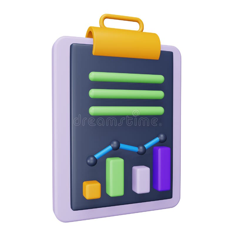 Data Analysis Report 3d Rendering Isometric Icon. Stock Vector ...