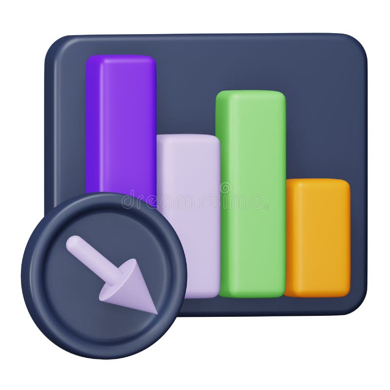 Decrease 3d Rendering Isometric Icon. Stock Vector - Illustration of financial, arrow: 255771536