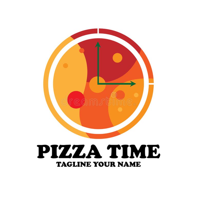 Pizza Time Design Logo Restaurant Vector. Stock Vector - Illustration ...