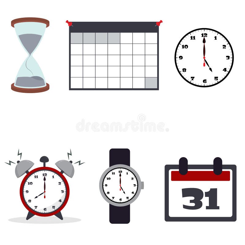Isolated Time Themed Icon Graphic Set Stock Vector - Illustration of ...
