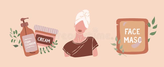 Pamper Routine Set with Skincare Elements: Face Mask, Facial Cream ...