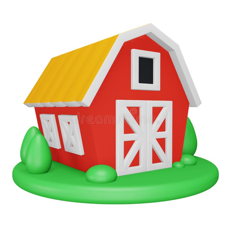 Farm Barn 3d Rendering Isometric Icon Stock Vector - Illustration of ...