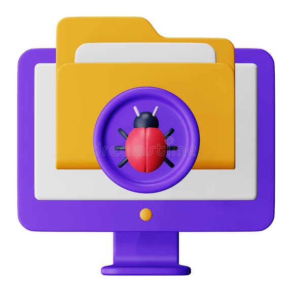 Folder Virus 3d Rendering Isometric Icon. Stock Vector - Illustration ...