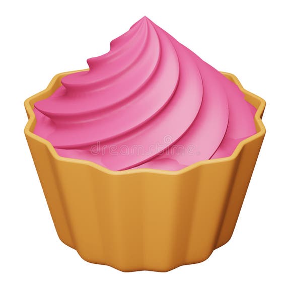Cup Cake 3d Rendering Isometric Icon. Stock Vector - Illustration of ...