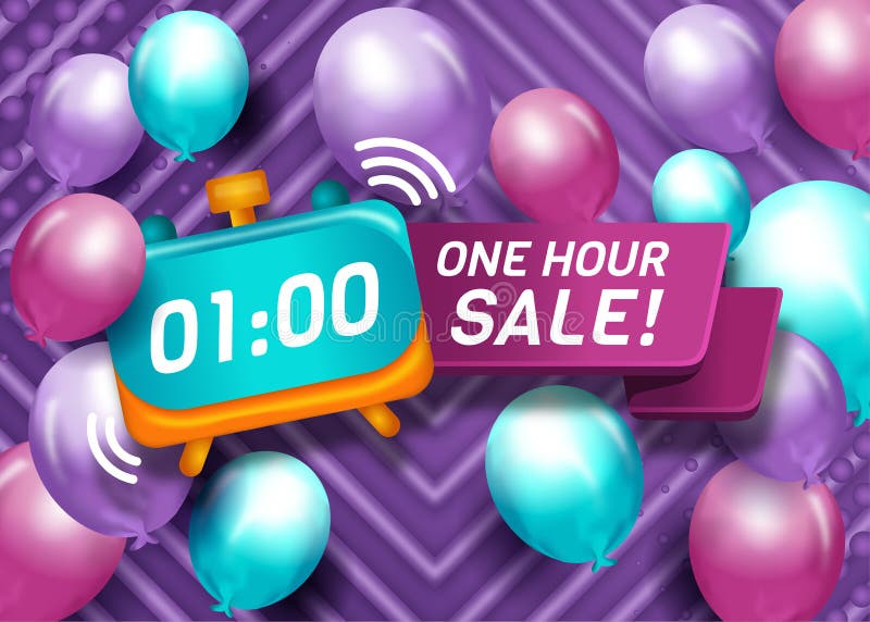 Countdown Sale with Clock and Ribbon Illustration with Artistic ...