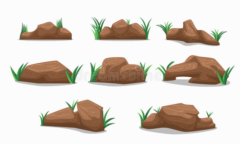 Set of Rock Stone Landscape Cartoon Vector Stock Vector - Illustration ...