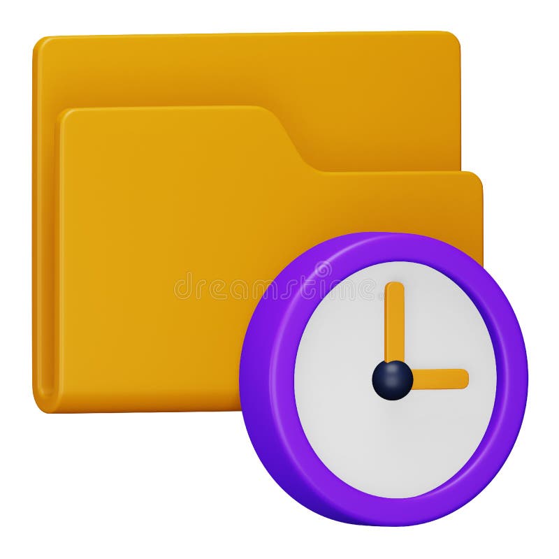 Folder Time 3d Rendering Isometric Icon. Stock Vector - Illustration of ...