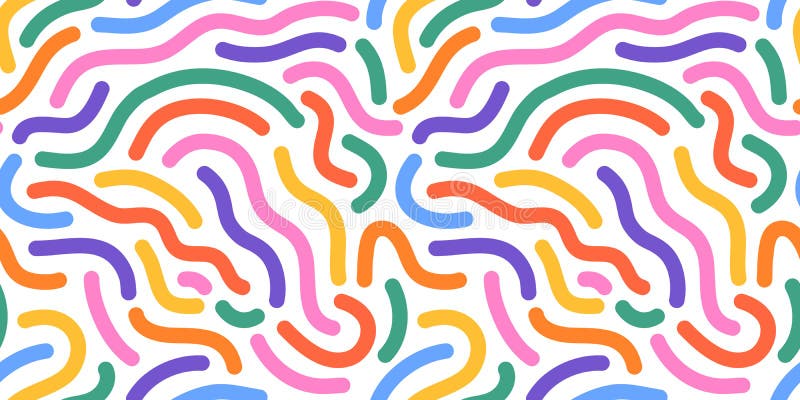 Colorful Line Doodle Seamless Pattern Stock Vector - Illustration of ...