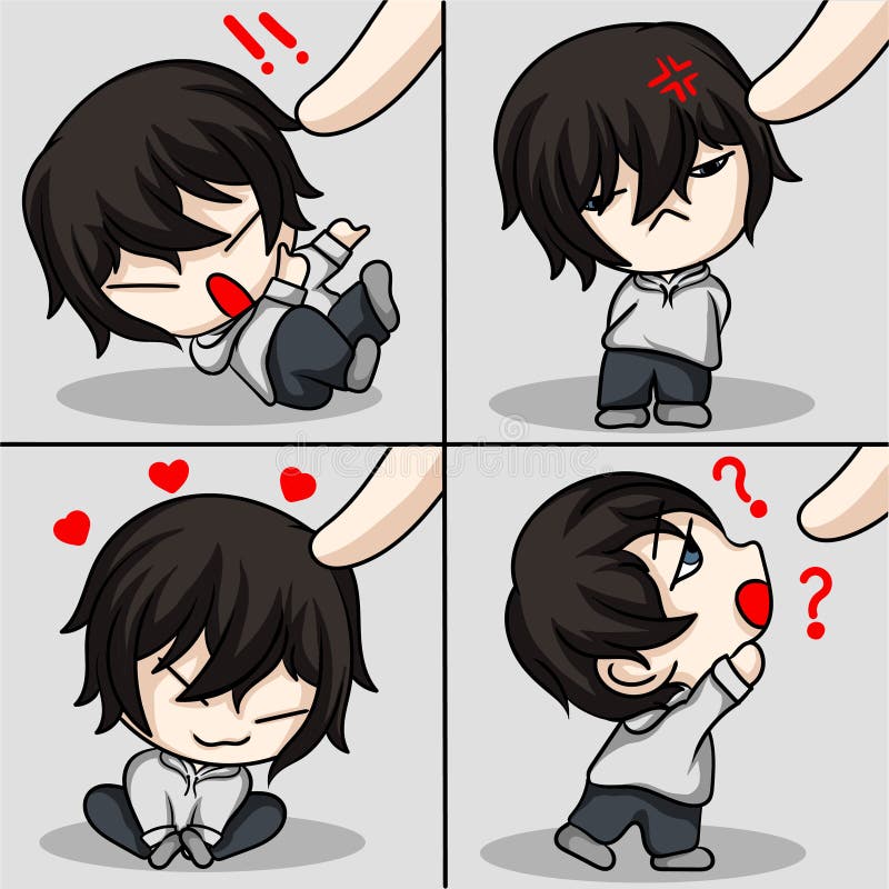 Illustration Art Cute Chibi Boy Character Bundle Design Stock Vector ...