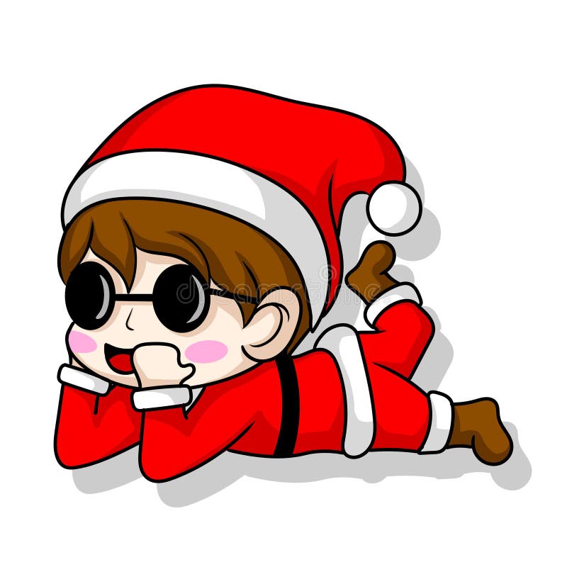 Illustration Art Cute Little Santa with Galasses Character Design Stock ...