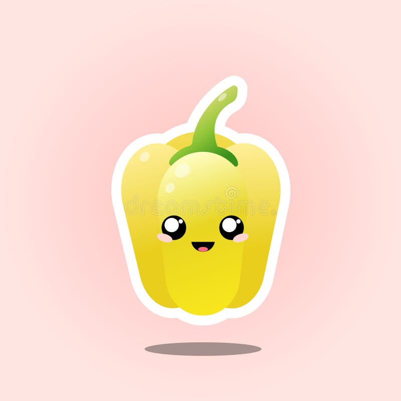 Cute Yellow Paprika. Sticker. Smile Face. Gradient Art Illustration ...