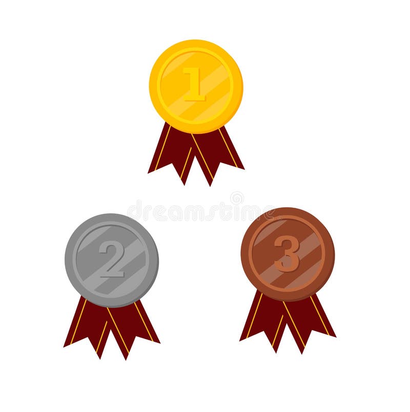 Awards Stock Illustration, Gold, Silver, Bronze Medal Set. Champion ...