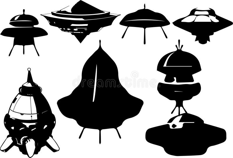 Spaceship Silhouette Set, Spaceship Vector Design, Spaceship Icon Set ...