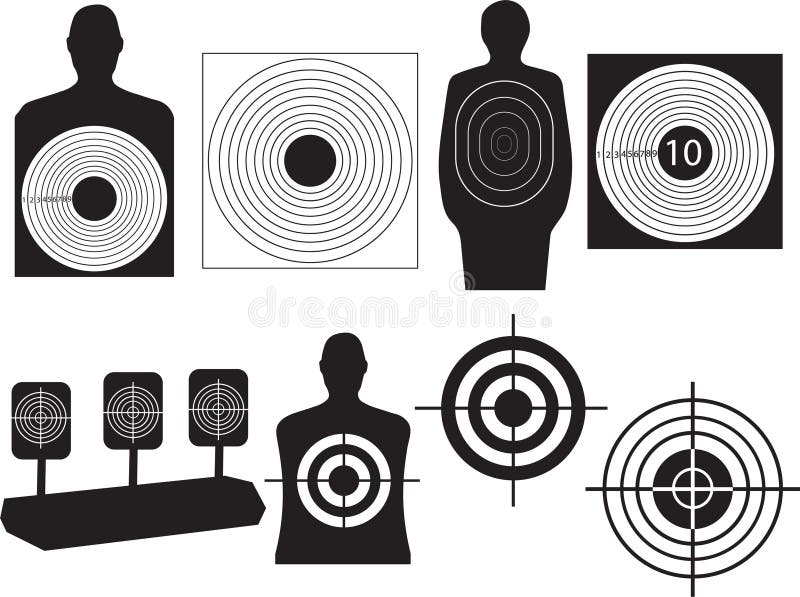 Bullet Target Silhouette Set Stock Vector - Illustration of silhouette ...