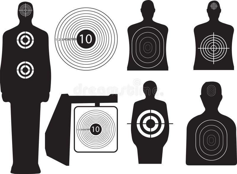 Bullet Target Silhouette Set Stock Vector - Illustration of silhouette ...