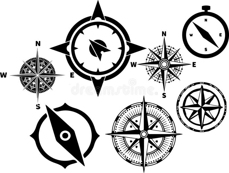 Compass silhouette Set stock vector. Illustration of arrow - 267062838
