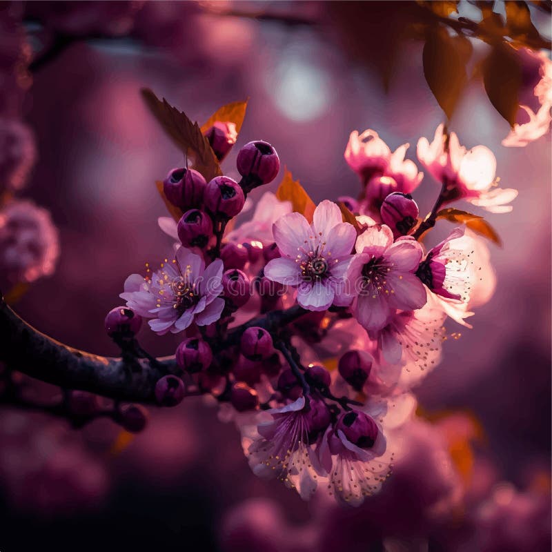 Beautiful Cherry Blossom Digital Artwork Premium Photo Stock ...