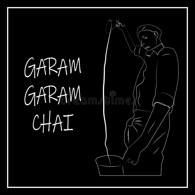 Garam Garam Chai Meaning Hot Tea Banner Vector Illustration. Stock ...