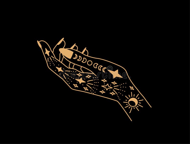 Magic Hand. Line Drawing. Design Elements for Decoration in Modern ...