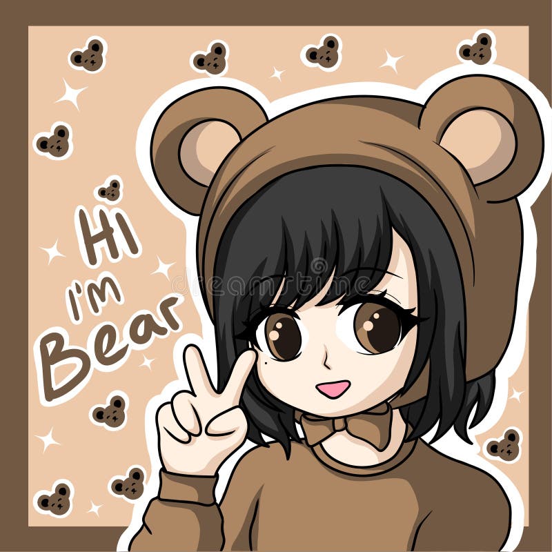 Cute Chibi Girl Using Bear Custome Character Stock Vector ...