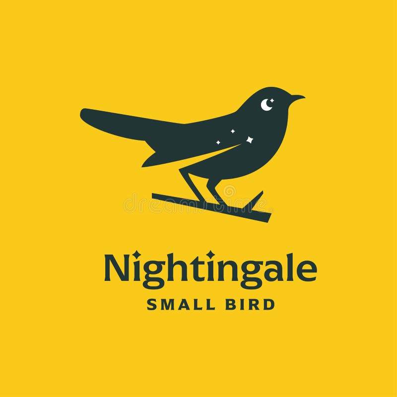 Nightingale Bird Logo Design Vector Illustration Elegant Moon Knight ...