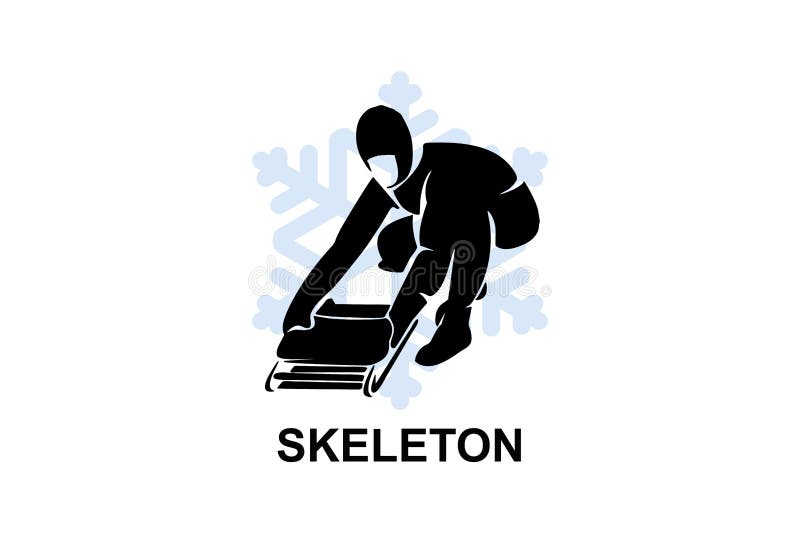 Skeleton Sport Vector Line Icon. an Athlete Playing Skeleton Stock ...