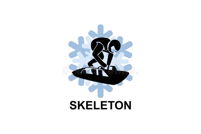 Skeleton Sport Vector Line Icon. an Athlete Playing Skeleton Stock ...