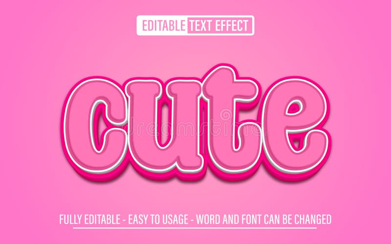 Cute Pink 3d text effect stock vector. Illustration of style - 269235113