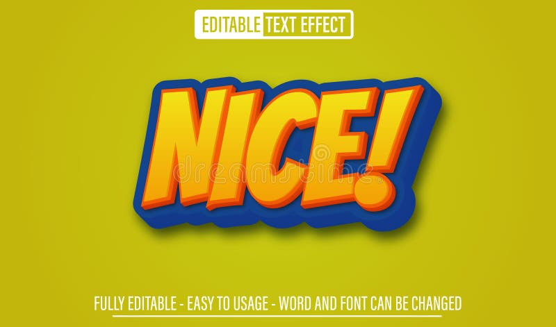 Nice Cartoon and Comic 3d Text Effect Ditable Stock Vector ...
