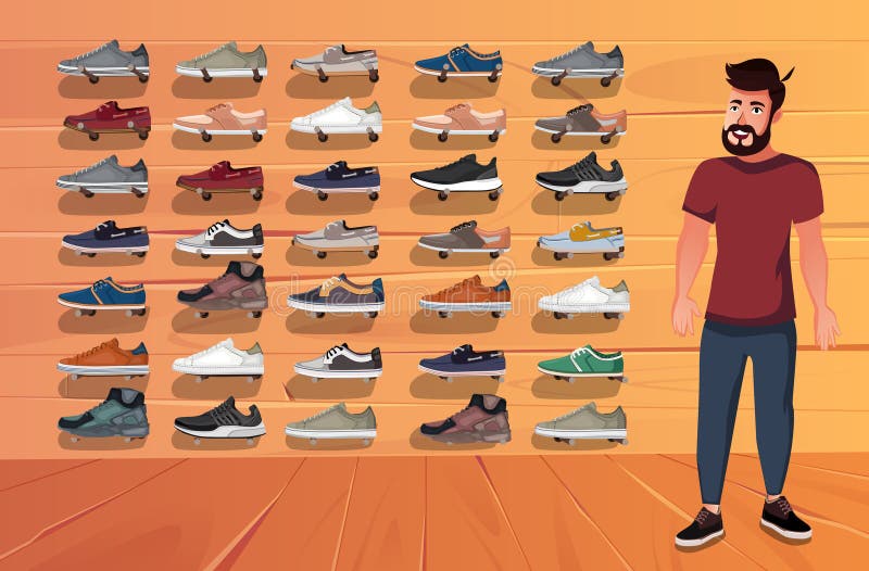 Store Shoes Men 2d Illustration Stock Vector - Illustration of customer ...