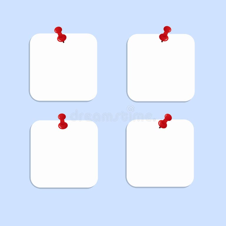 Set of Note Papers. Four Sticky Notes Stock Vector - Illustration of ...
