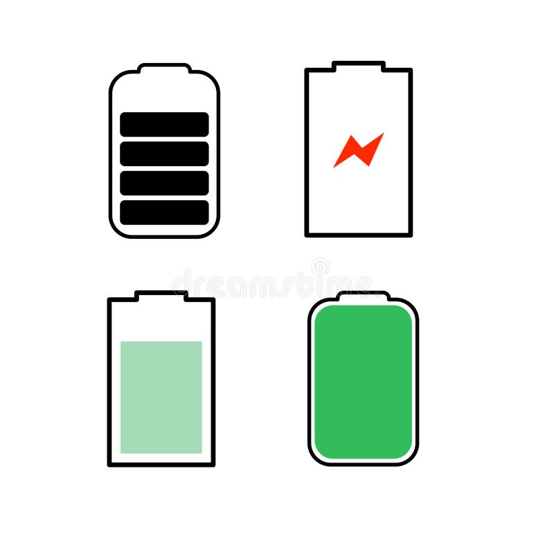Vector Illustration of Batteries. Phone Batteries with Different Level ...